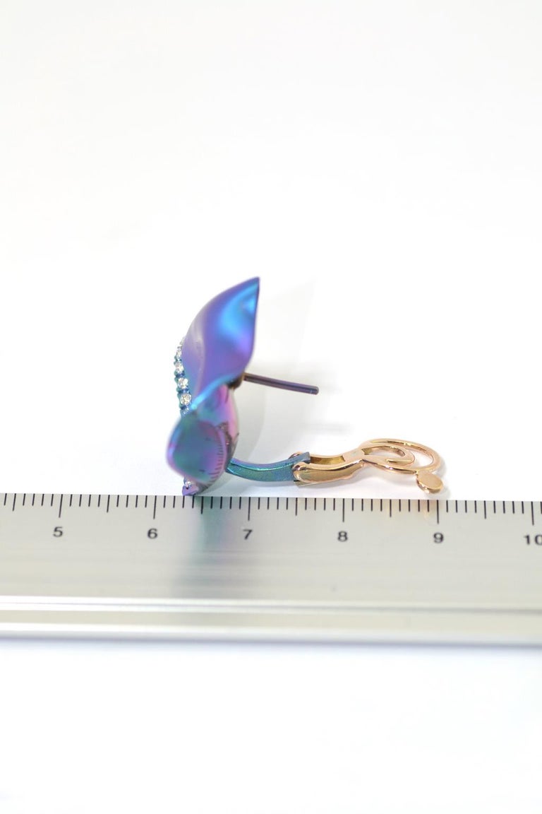Titanium Diamond 18KT Rose Gold Petals Earrings For Sale at 1stDibs