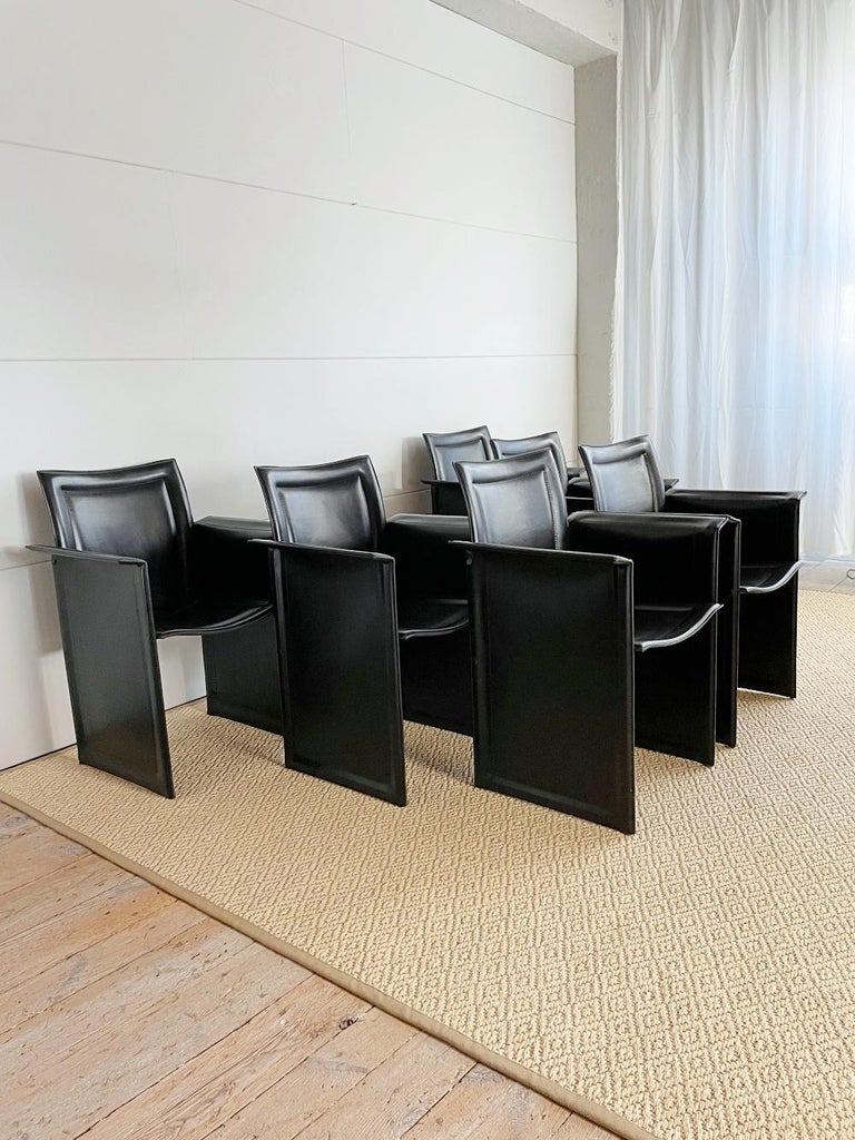 Tito Agnoli x Calligaris Italian Postmodern Leather Dining Chairs ...