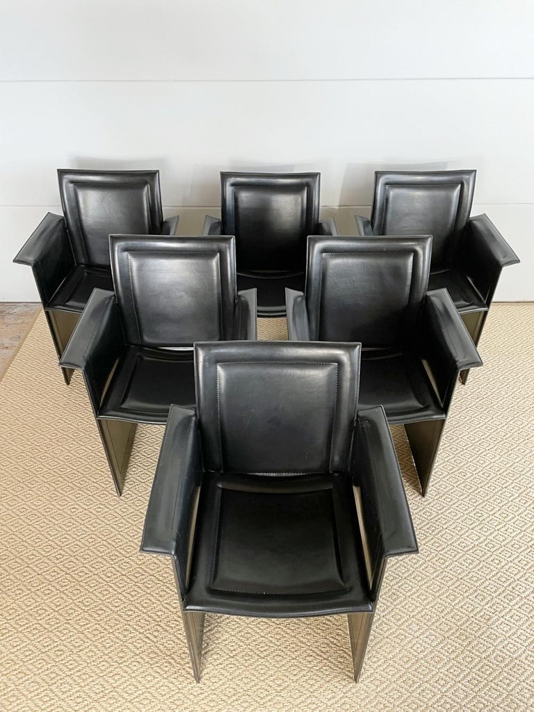 Tito Agnoli x Calligaris Italian Postmodern Leather Dining Chairs ...