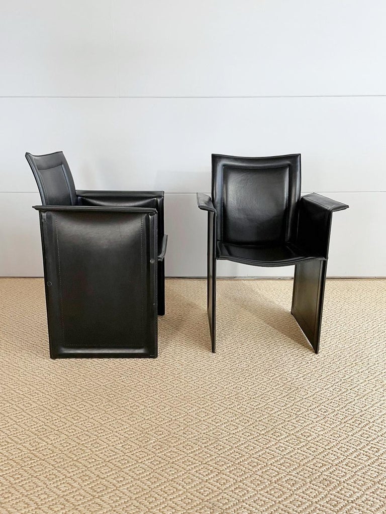 Tito Agnoli x Calligaris Italian Postmodern Leather Dining Chairs ...