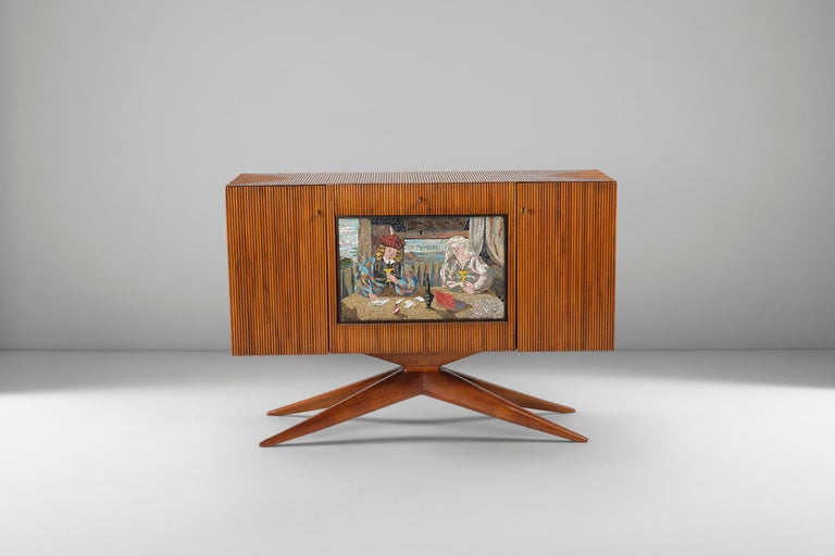 Tito Varisco Breadsticks Sideboard with Mosaic, 1950 circa at 1stDibs
