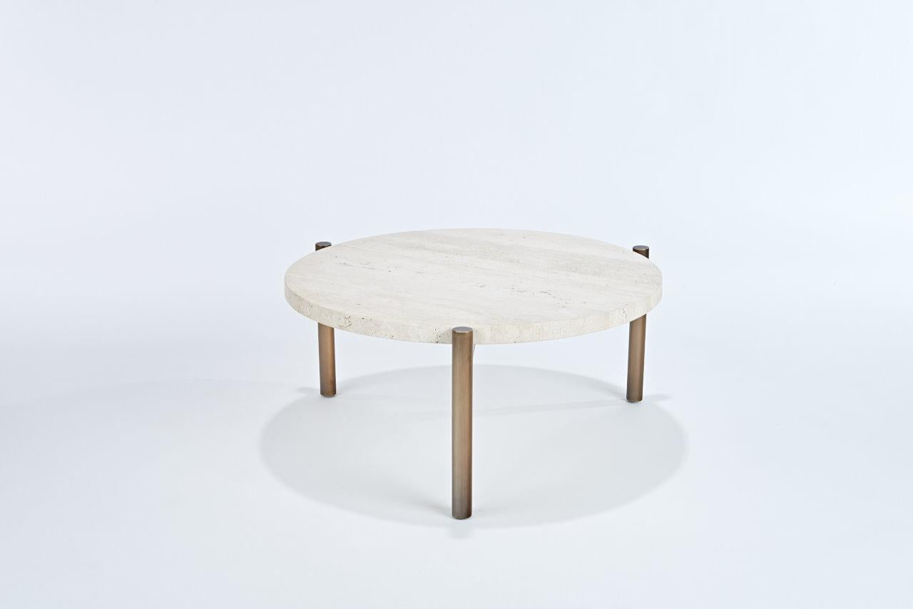 Tivoli Side Table Round 3 Legs Brass or Bronze Plated and Travertine ...