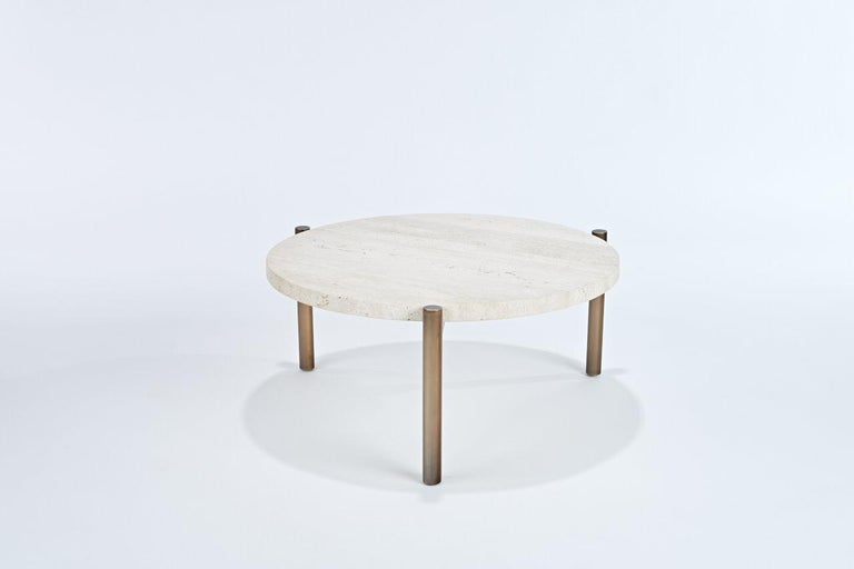 Tivoli Side Table Round 3 Legs Brass or Bronze Plated and Travertine ...