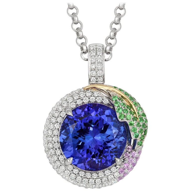 Tivon 18 Carat White and Yellow Gold AAAA Tanzanite, Tsavorite and ...