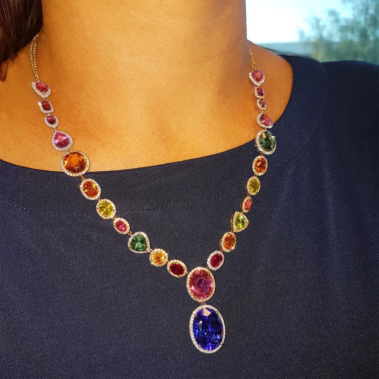 Tivon 18 Carat White, Yellow and Rose Gold Multi-colour gemstone and ...