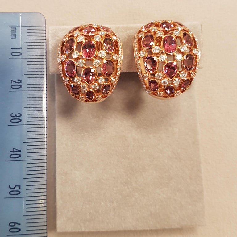 Tivon 18ct Rose Gold Pink Tourmaline and Diamond large pin and clip ...