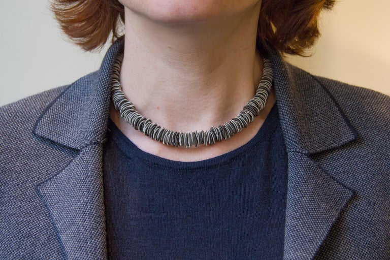 Alex Jona Tiziana N1 Stainless Steel Spring Choker Necklace For Sale at ...