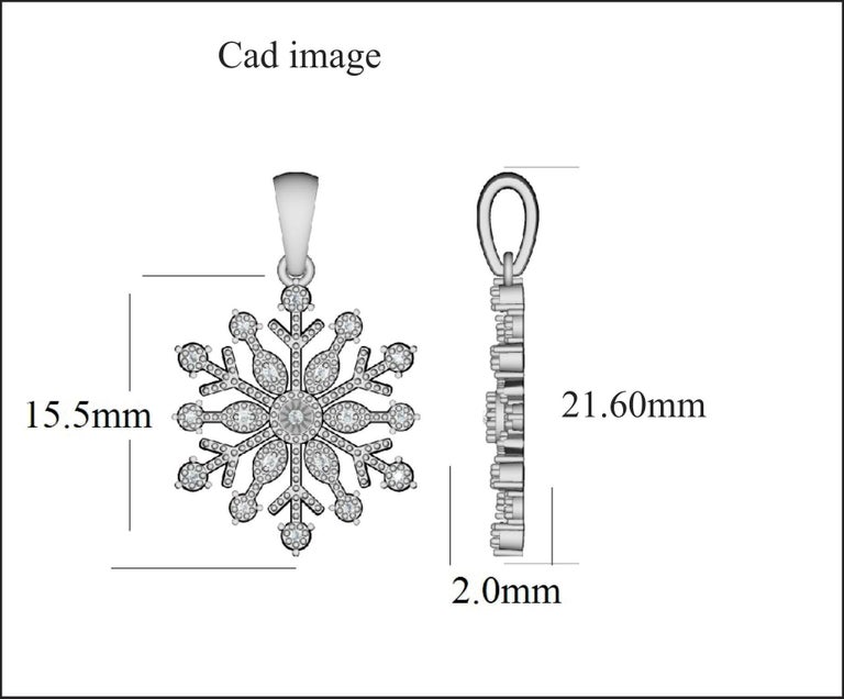 TJD 0.05 Carat Round Diamond 14 Karat White Gold Snowflake Fashion ...