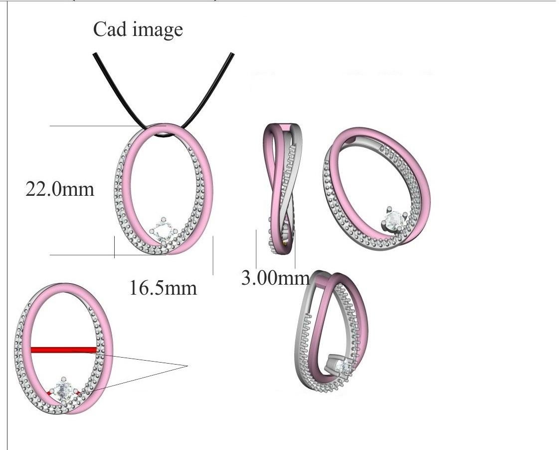 TJD 0.33 Carat Diamond 14 Karat Rose Gold Twist Oval Pendant with 18 ...