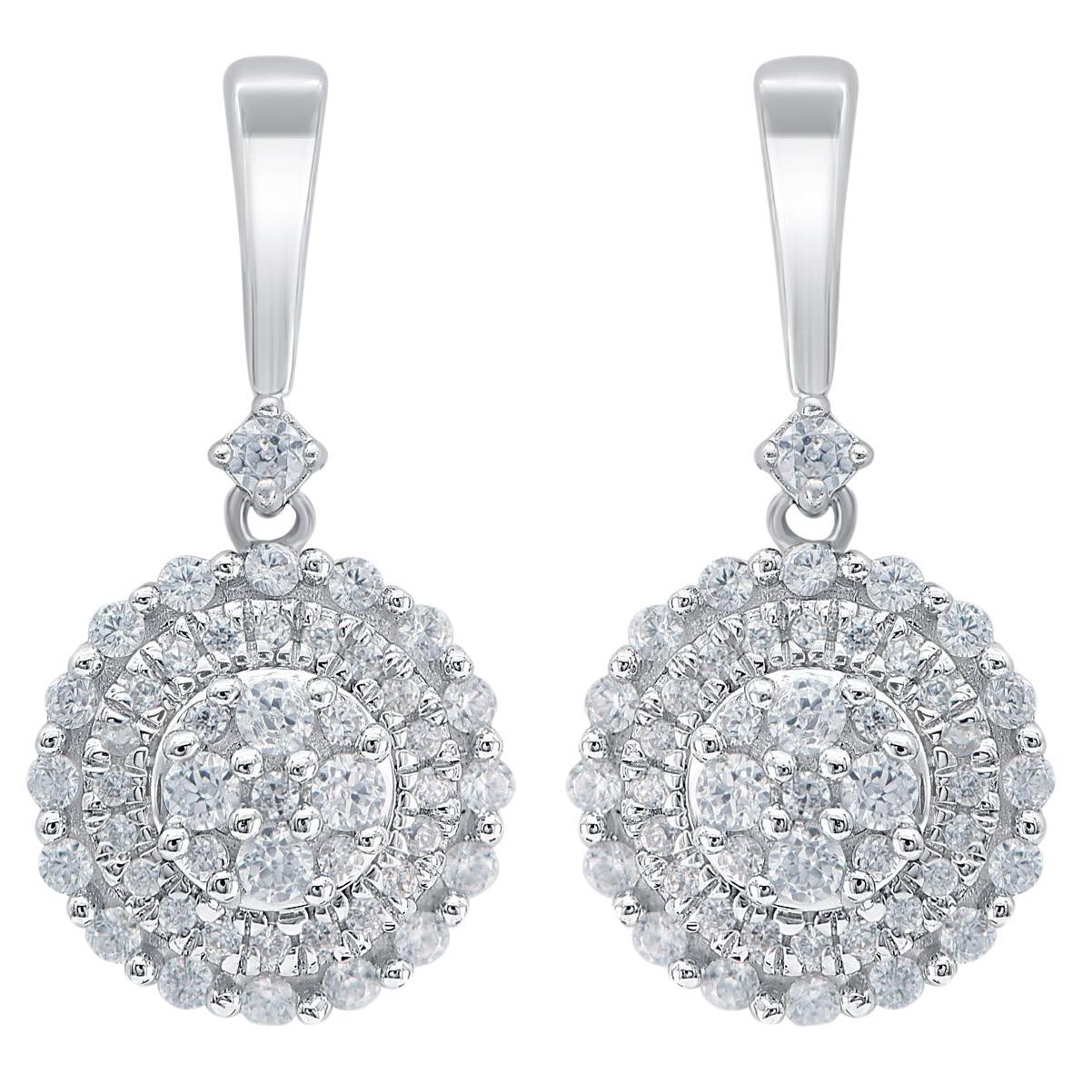 6.50 Carat Natural Round Diamonds Dangle Pear Cocktail Cluster Earrings ...