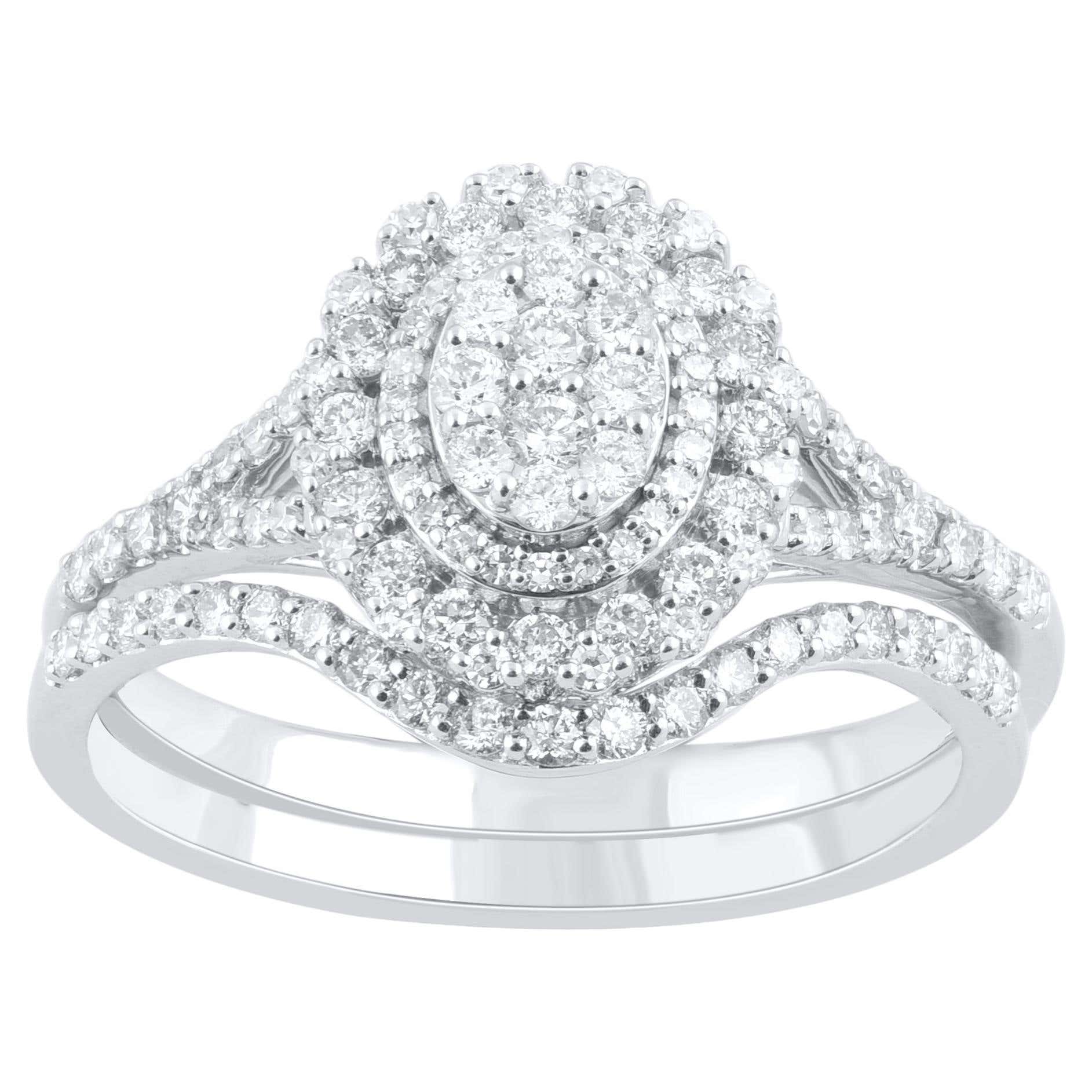 TJD 0 65 Carat Natural Round Cut Diamond 18 Karat White Gold Bridal TJD 0 65 Carat Natural Round Cut Diamond 18 Karat White Gold Bridal