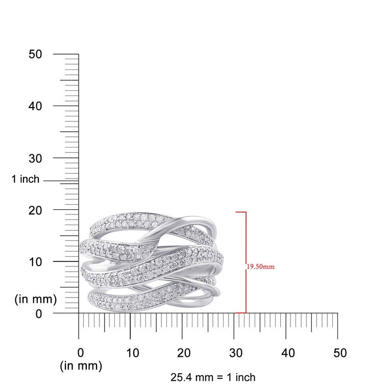 TJD 3/4 Carat Diamond 14 Karat White Gold Sparkling Highway Ring For ...