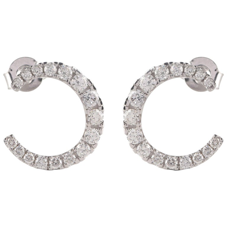 TJD 1.00 Carat Diamond 14 Karat White Gold Open "C" Shape Classic ...