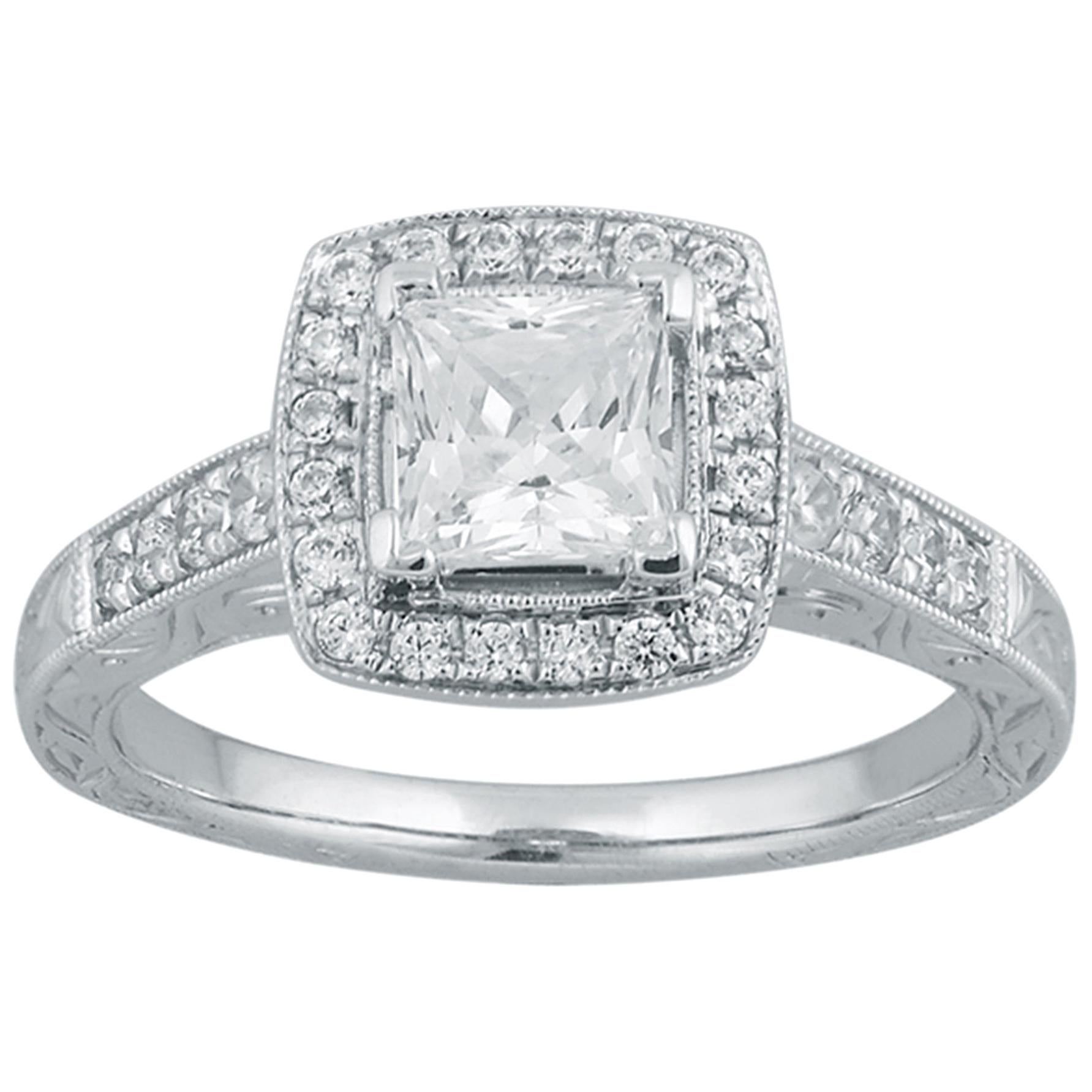 4.83 Carat GVS Round/Princess White Diamond Engagement Rings 18K White ...
