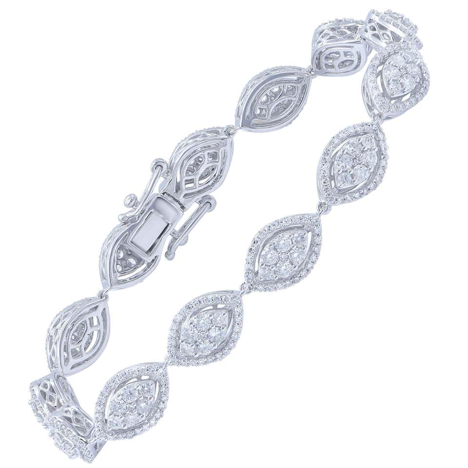 4 00 Carat Natural Diamond Tennis Bracelet G Si 14 Karat White Gold 62