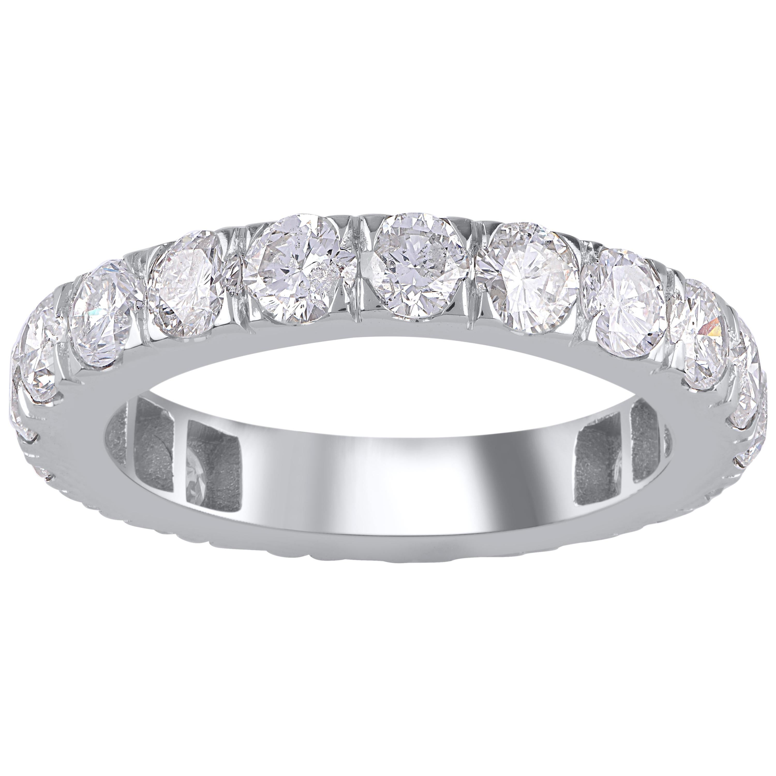 6.54ct Natural Round Diamonds Eternity Ring Domed 14kt For Sale at 1stDibs