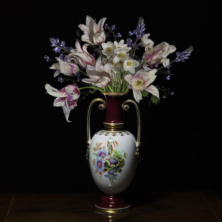 T.M. Glass - Spring Bouquet in a Ceramic Vase For Sale at 1stDibs
