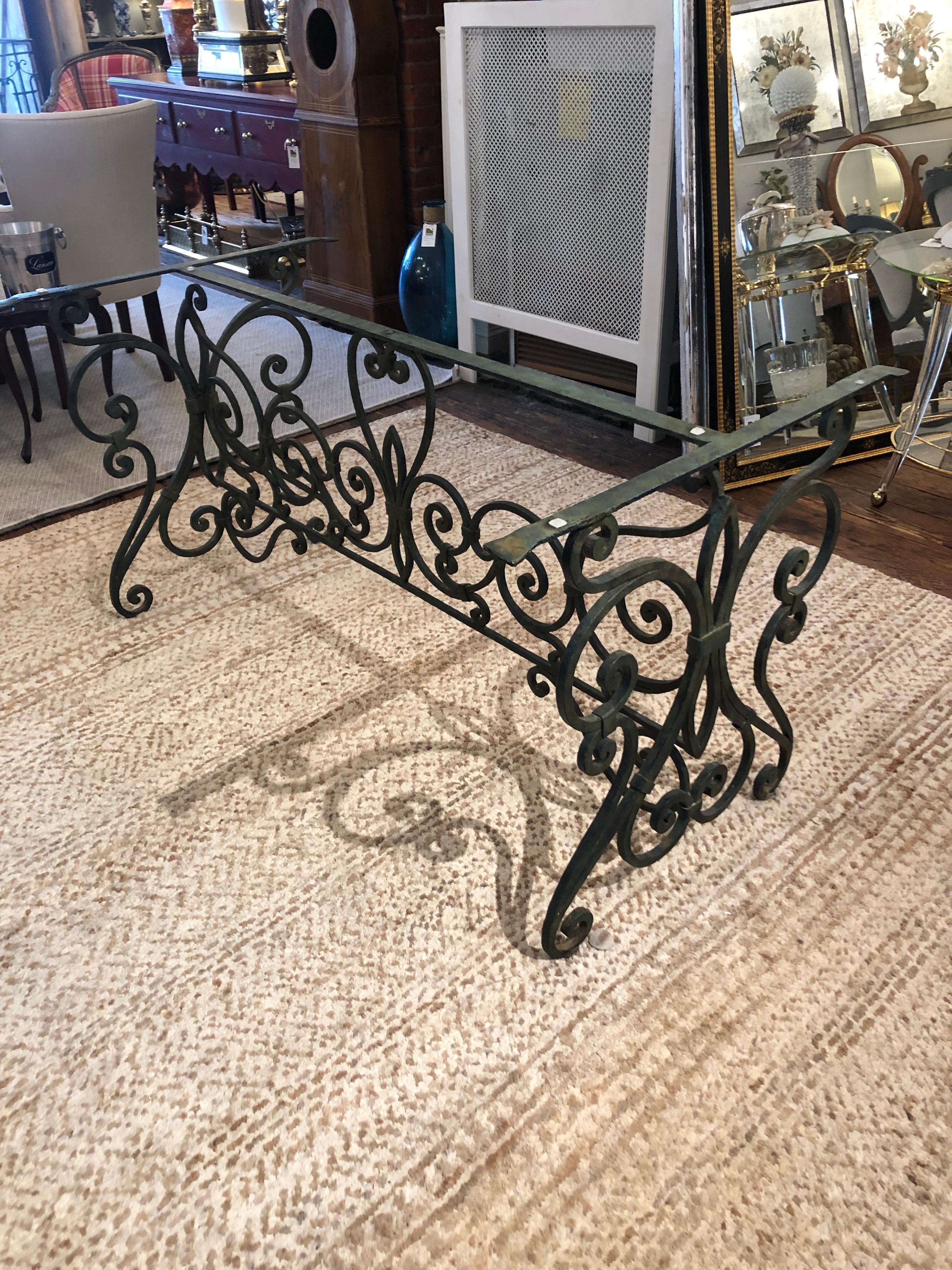 To Die for Very Large Wrought Iron and Glass Dining Table with 8 ...