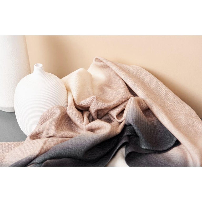 Toast Handloom Merino Throw / Blanket in Neutral Tones with Fringes For Sale at 1stDibs