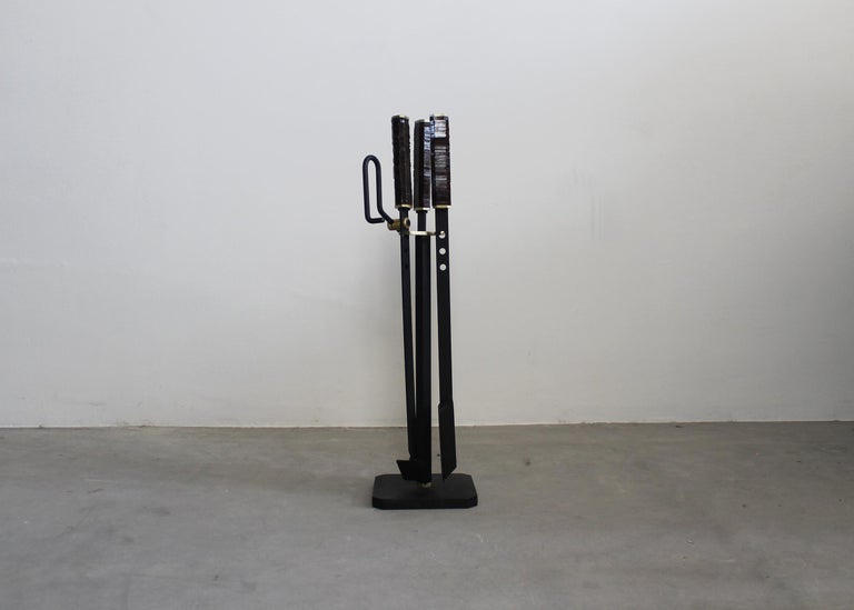 Tobia and Afra Scarpa Fireplace Set in Iron and Brass by Dimensione ...