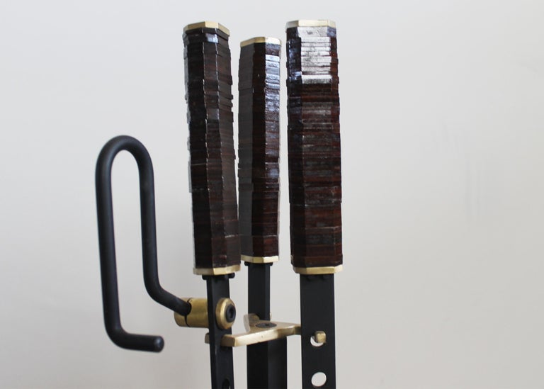 Tobia and Afra Scarpa Fireplace Set in Iron and Brass by Dimensione ...