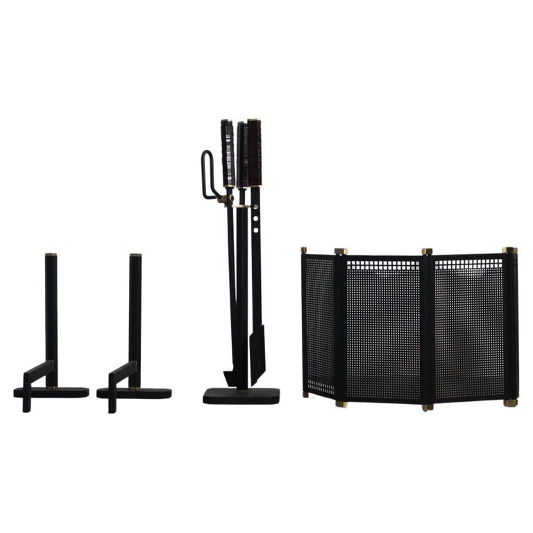 Tobia and Afra Scarpa Fireplace Set in Iron and Brass by Dimensione ...