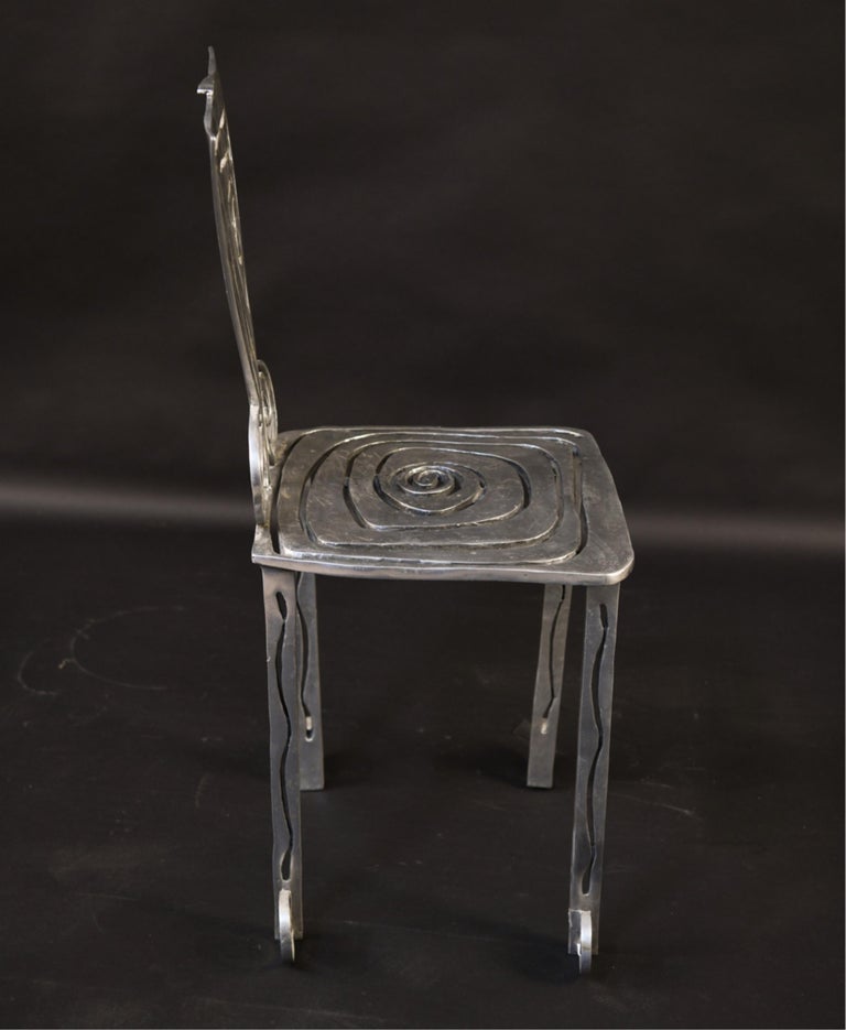 Toby Heller Sculptural Aluminum Side Chair For Sale at 1stDibs