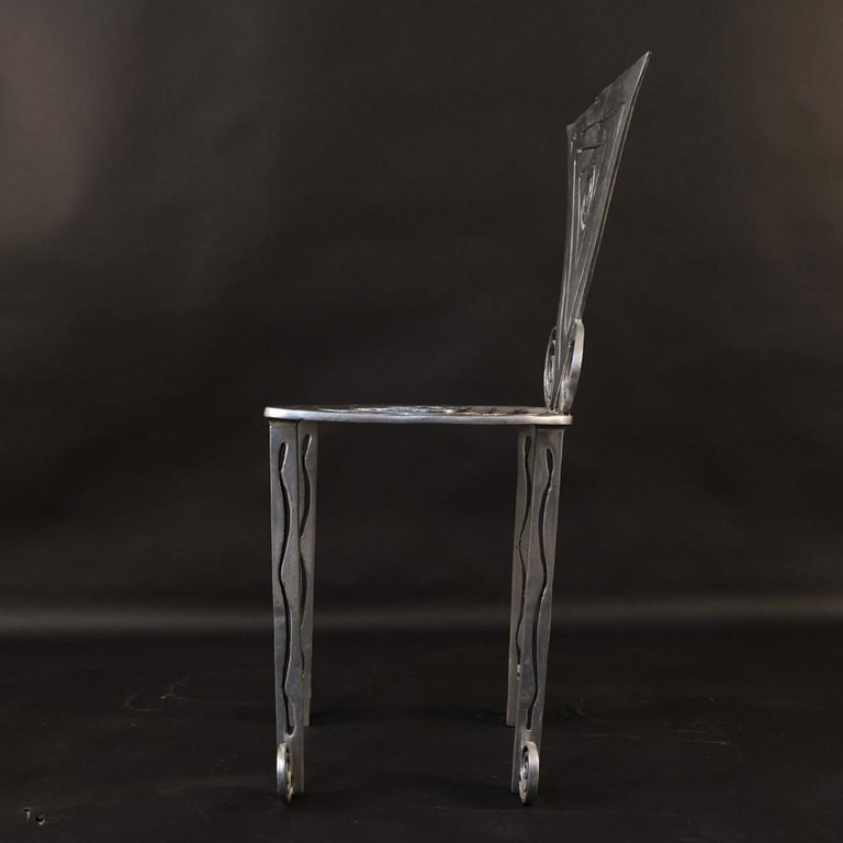 Toby Heller Sculptural Aluminum Side Chair For Sale at 1stDibs