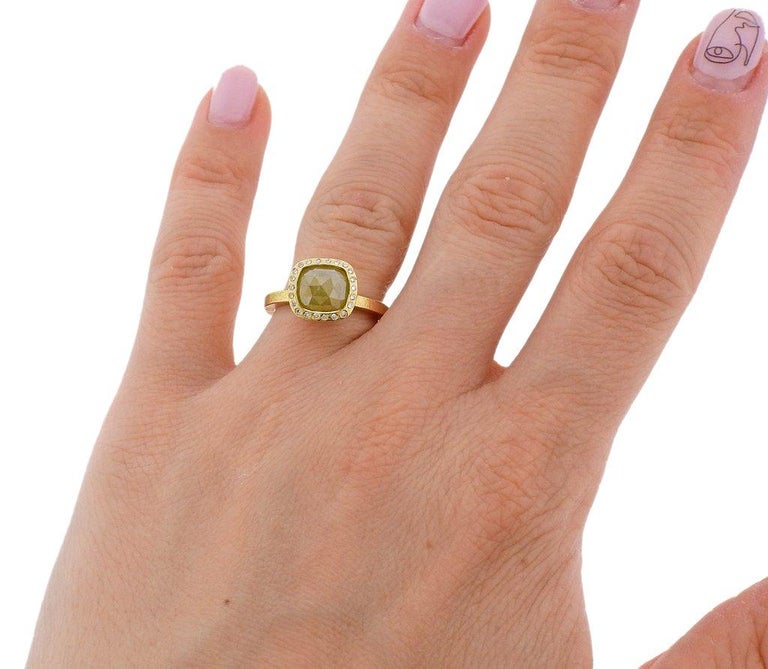 Todd Reed Gold 1.82 Carat Fancy Rose Cut Diamond Ring at 1stDibs