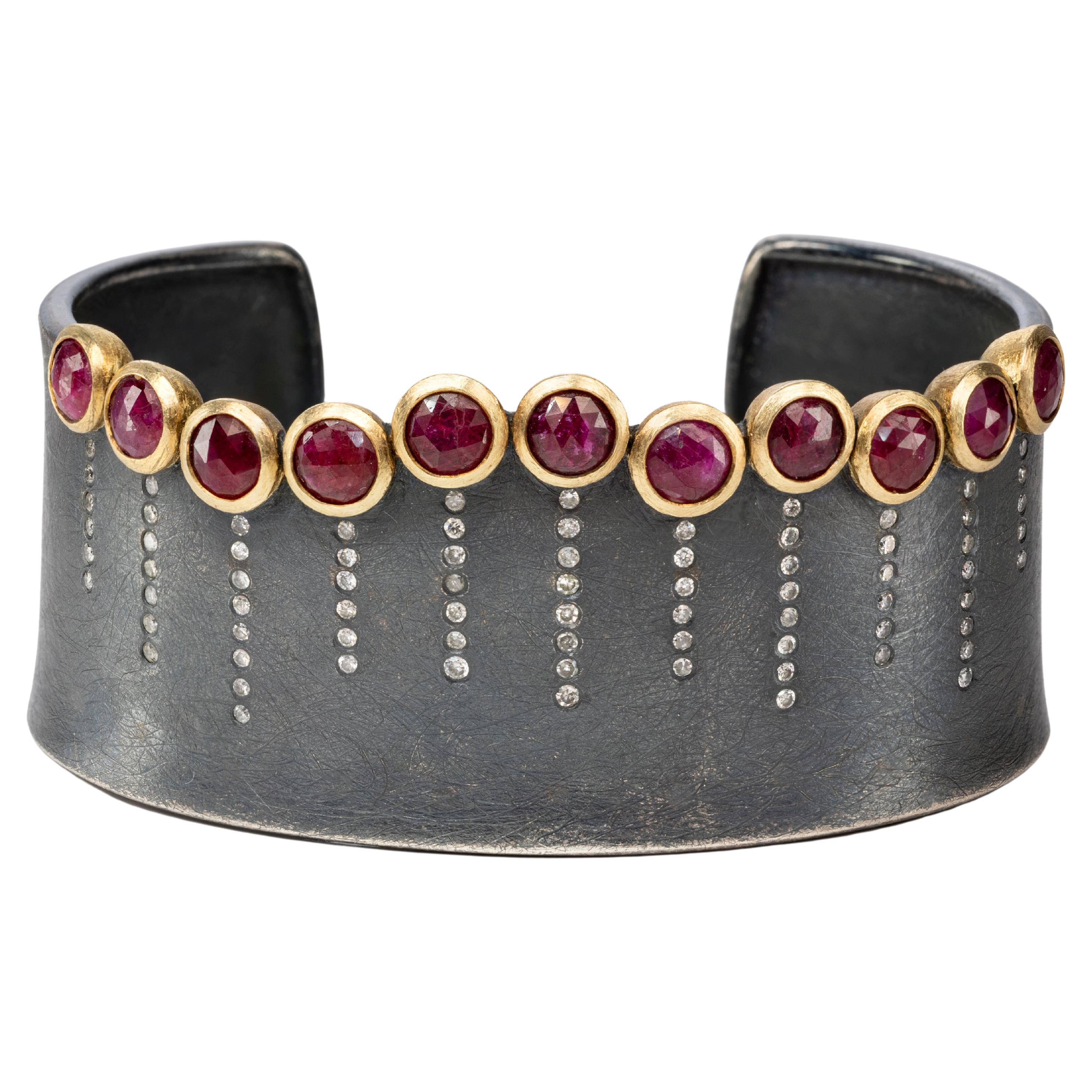 Todd Reed Ruby and Gold Diamond Cuff Bracelet For Sale at 1stDibs