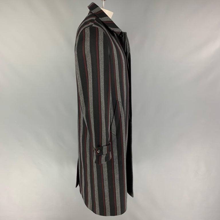 TODD SNYDER x PRIVATE WHITE V.C. Size L Black Grey Burgundy Wool Blend Coat For Sale at 1stDibs