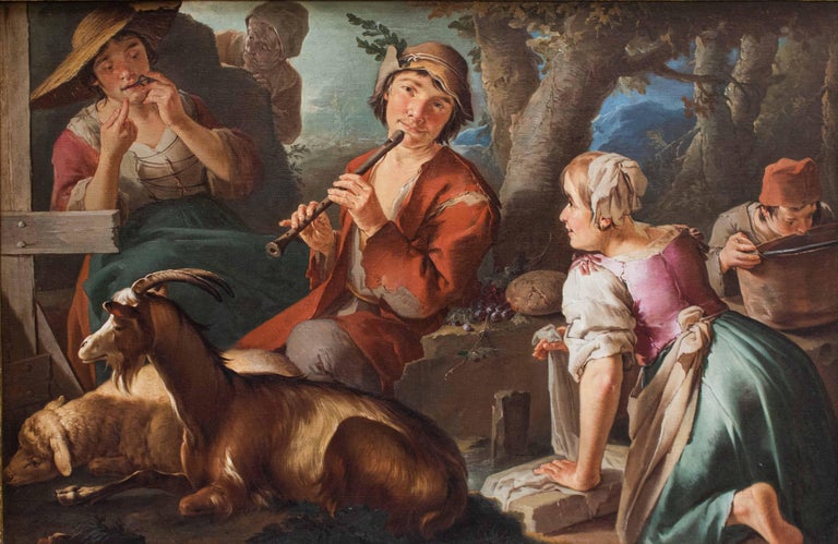 Todeschini '1664 - 1736' Country Scene Painting Oil on Canvas For Sale ...