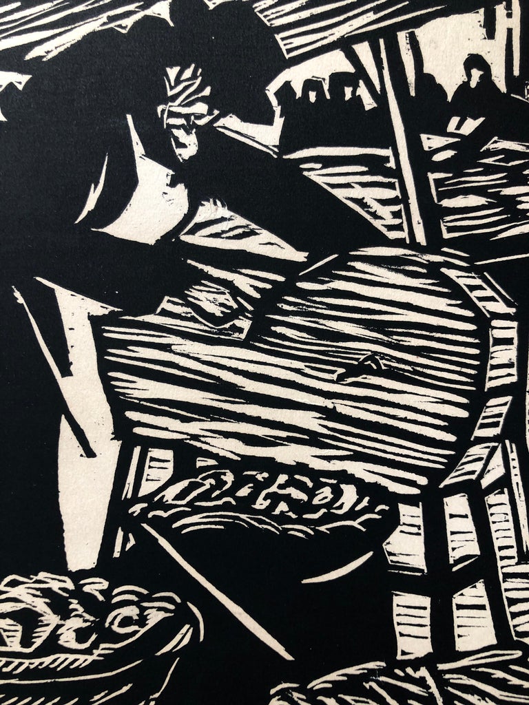 Todros Geller - Jewish Market Peddler Judaica Woodblock Woodcut Print ...
