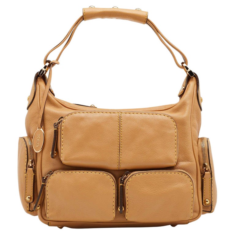 Tod's Beige Leather Multi Pocket Satchel at 1stDibs
