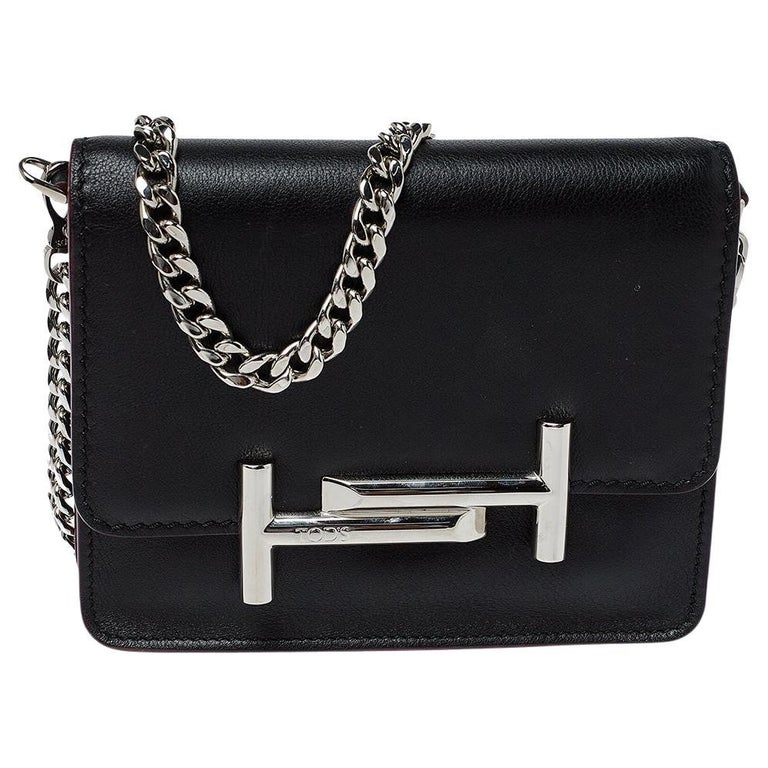 Tod's Black Leather Double T Chain Shoulder Bag at 1stDibs