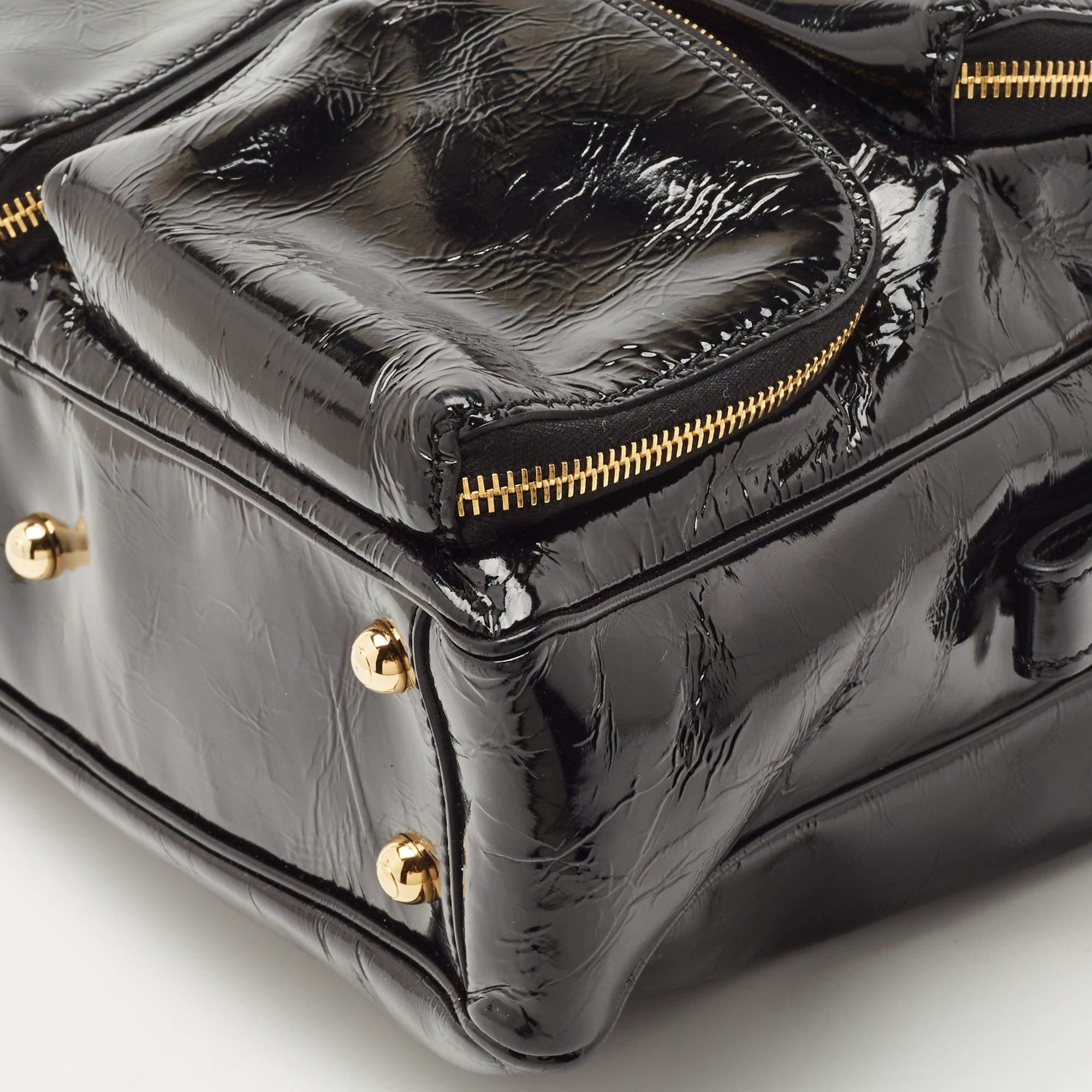 Tod's Black Patent Leather T Bag Media Satchel For Sale at 1stDibs