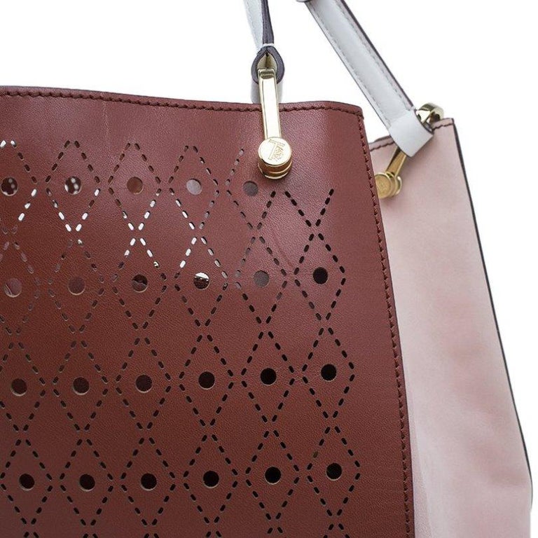 Tod's Brown Two Tone Perforated Signature Secchiello Traforo Tote ...