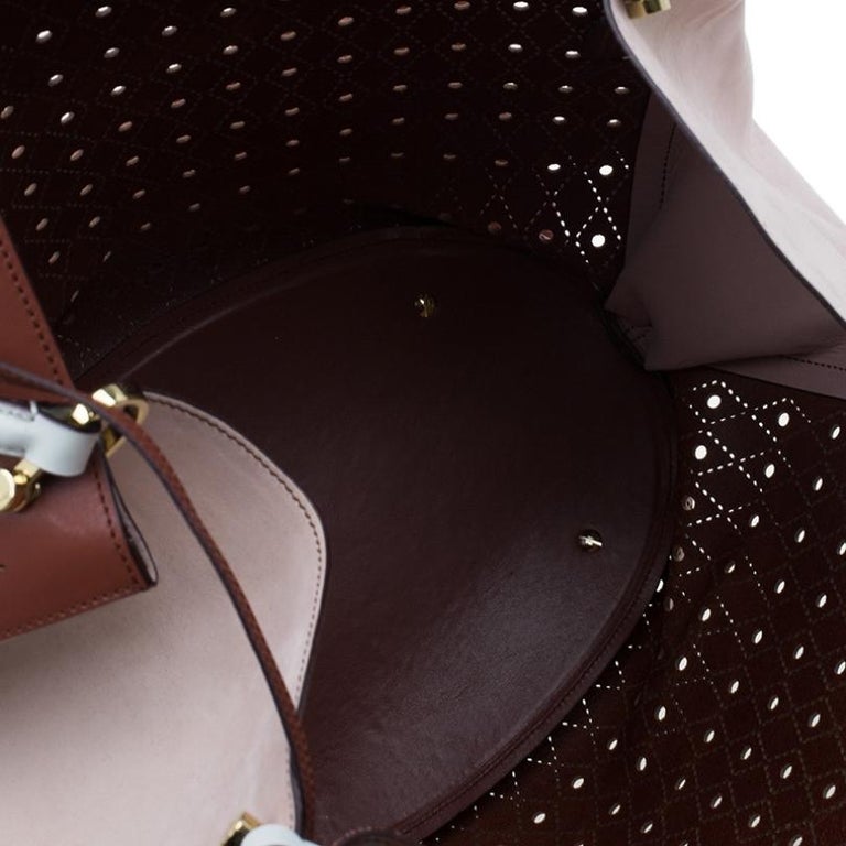 Tod's Brown Two Tone Perforated Signature Secchiello Traforo Tote ...