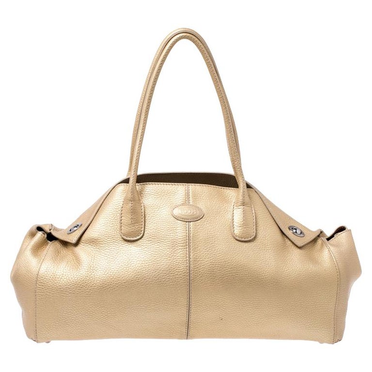 Tod's Gold Leather D Bag Media Tote For Sale at 1stDibs