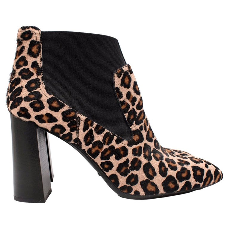 Tods Leopard Print Calf Hair Heeled Ankled Boots Us 11 For Sale At