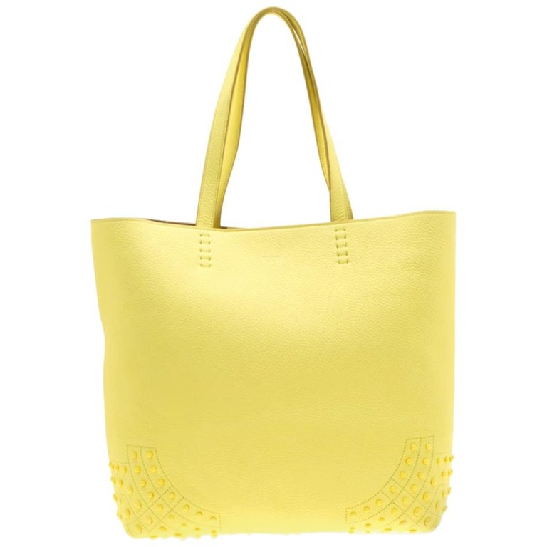 Tod's Light Yellow Leather Medium Wave Tote For Sale at 1stDibs