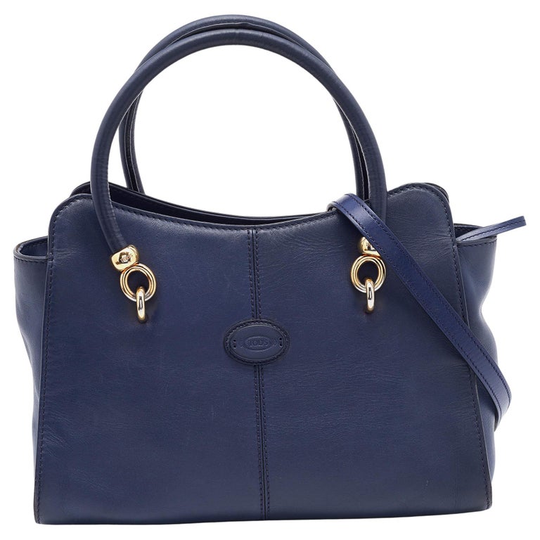 Tod's Navy Blue Leather Sella Satchel For Sale at 1stDibs