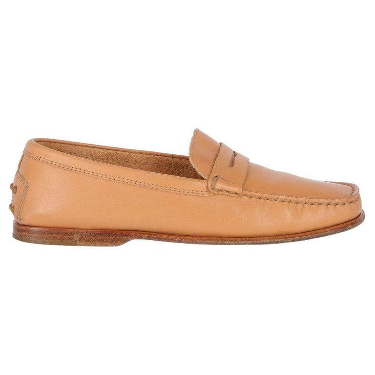 Tod's Vintage sand-colored leather 2000s loafers For Sale at 1stDibs