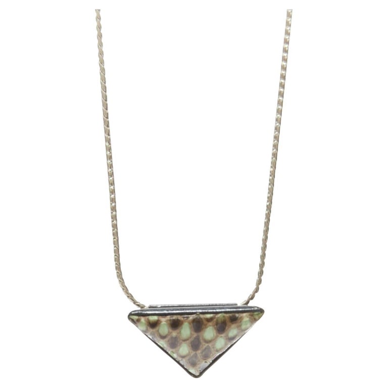 TOGA Silver necklace chain zip necklace triangle frame green python ...