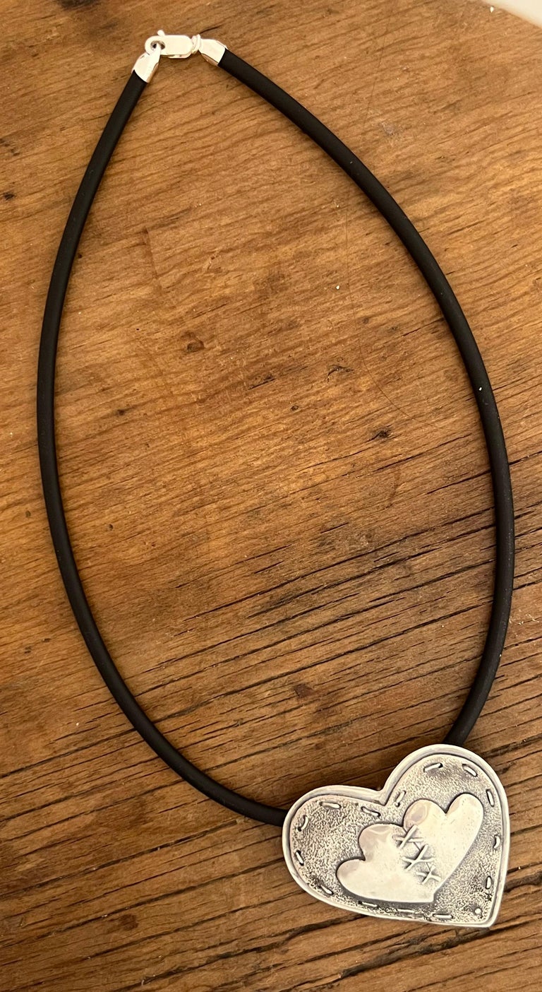 Together, by Kerry Green, heart silver, pin, pendant, stitched ...