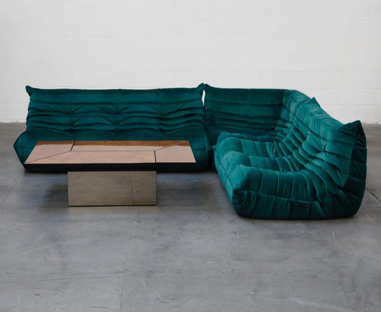 'Togo' Two-Piece Sofa by Michel Ducaroy for Ligne Roset in Emerald ...