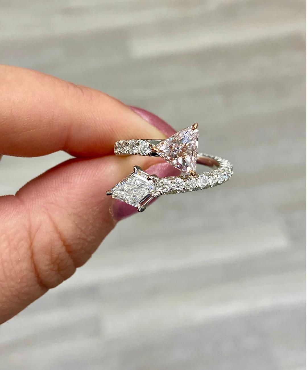 Toi Et Moi Pink and White Diamond Ring For Sale at 1stDibs | gigi ...