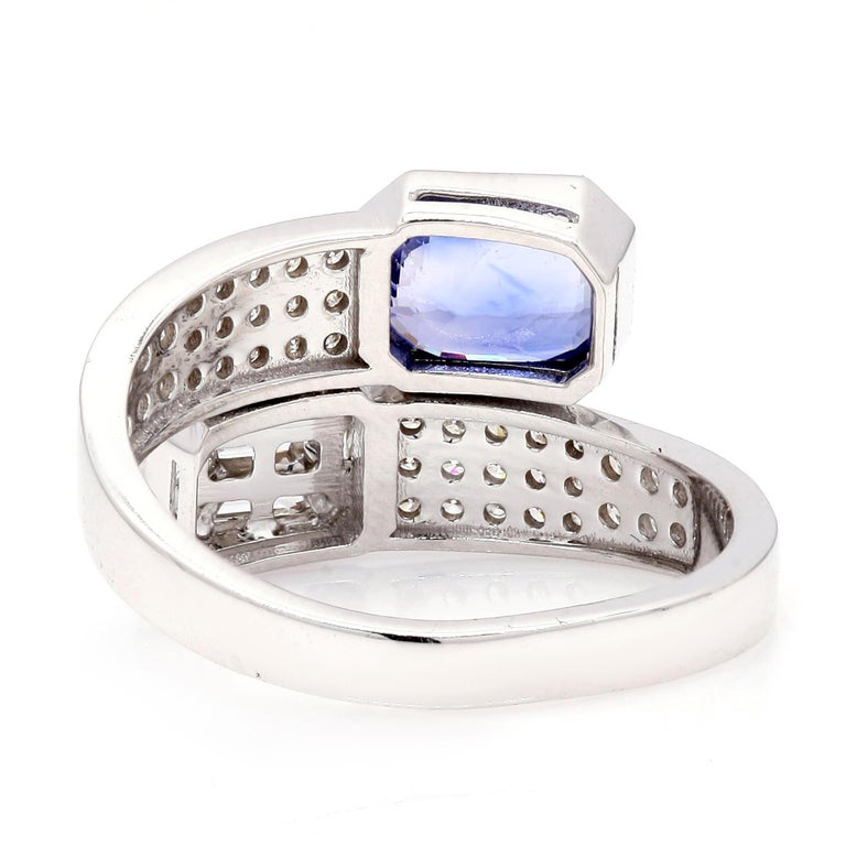 Toi Et Moi Ring with Radiant Cut Blue Sapphire and Diamond Made in 18k ...