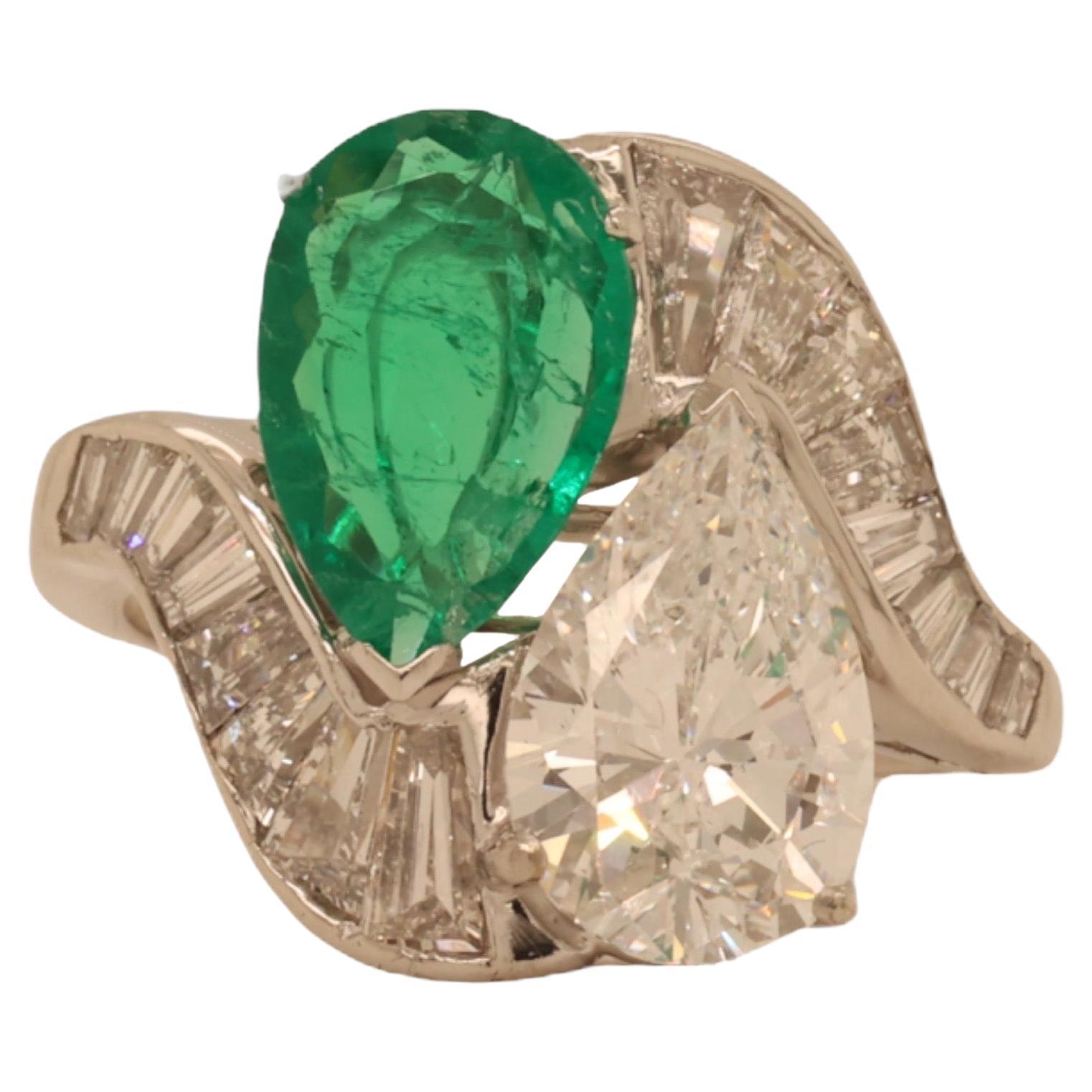 18 Kt. Gold Adler Genèva Emerald Cut Diamond and Ruby Ring, Estate ...