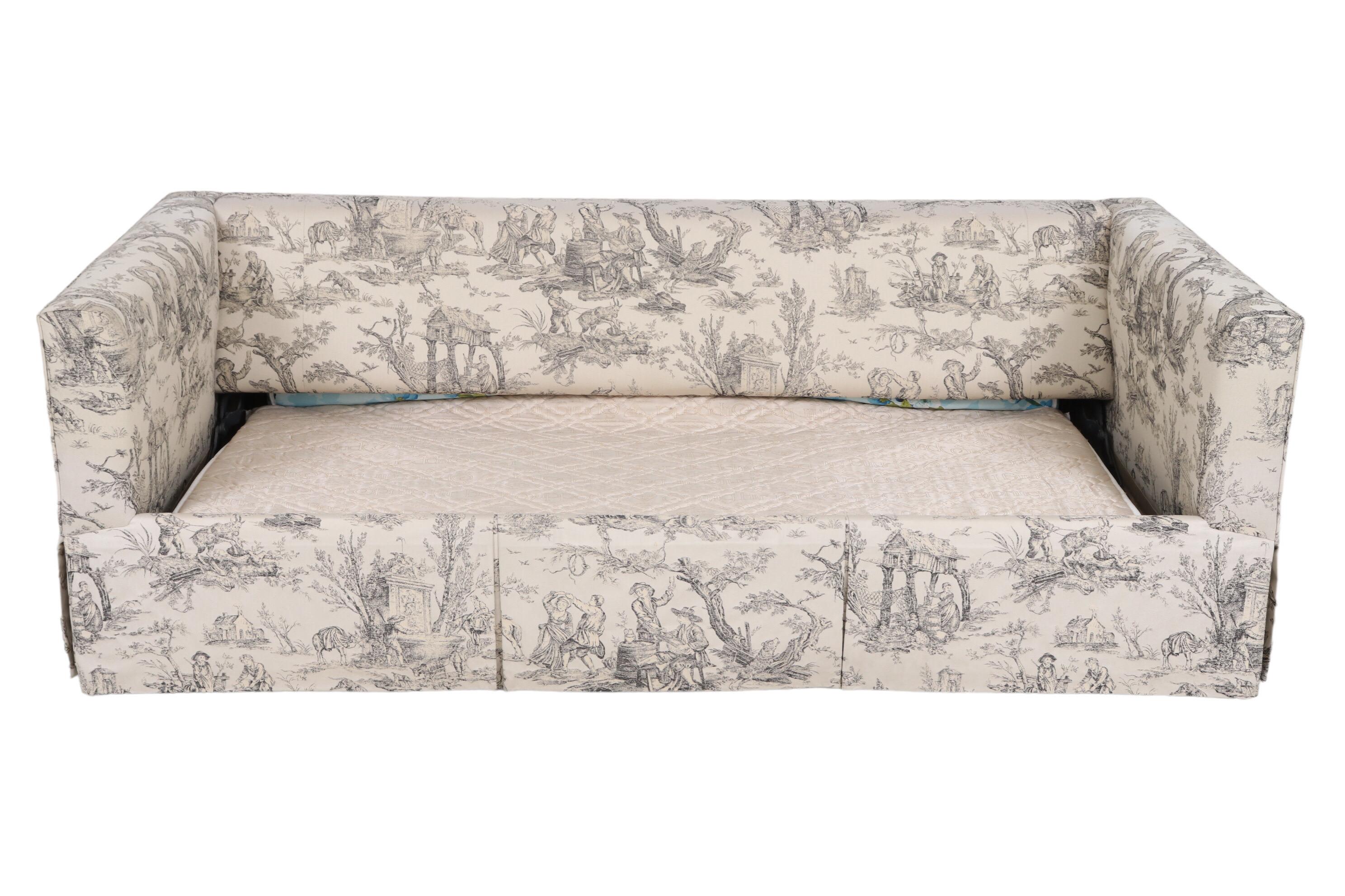 Toile Tuxedo Sleeper Sofa at 1stDibs